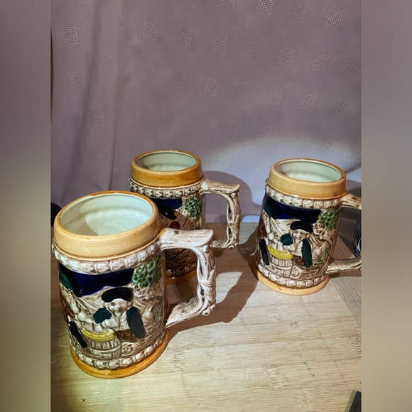 Dining | Vintage Stein Mug Cup Ceramic Brown Two Men Drinking Beer Made ...